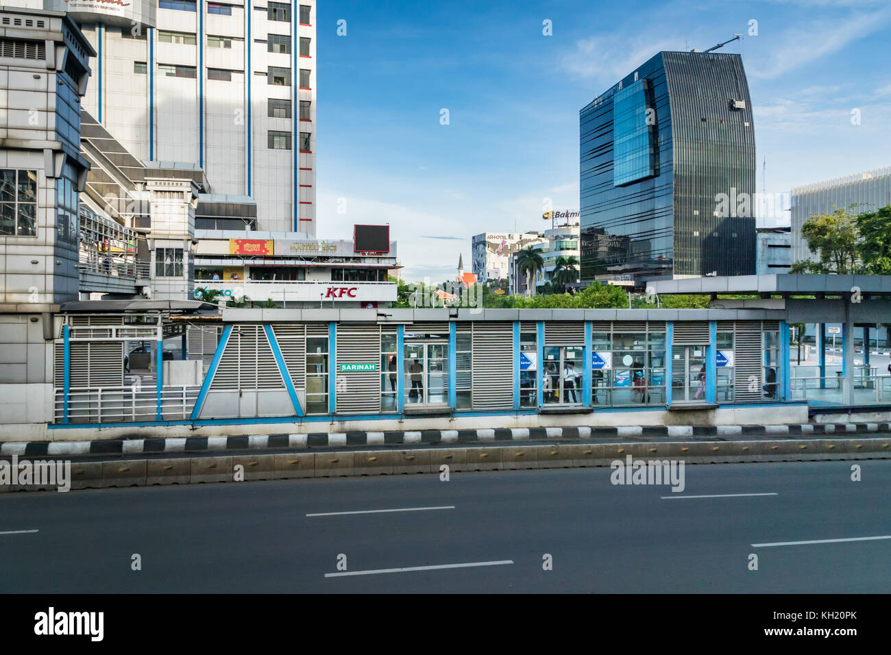 Jakarta, Indonesia - November 2017: Transjakarta bus station in central ...