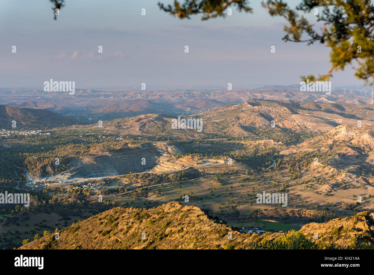 View of Larnaca bay and Nicosia from Stavrovouni monastery on a ...