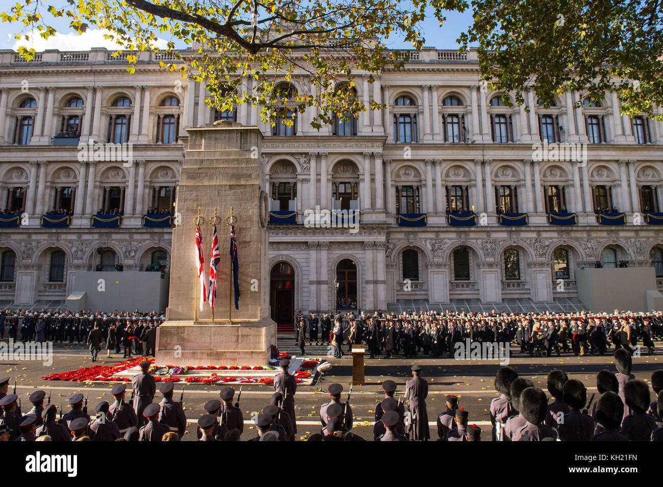 General view of the parade during the annual Remembrance Sunday Service ...