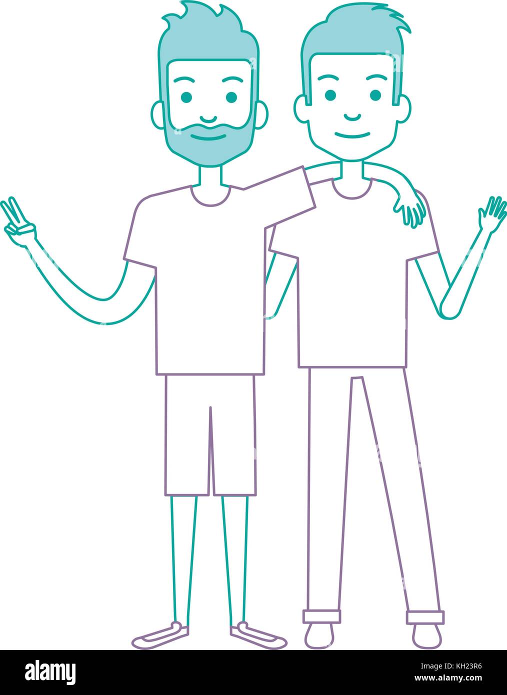 couple of male friends avatars vector illustration design Stock Vector ...