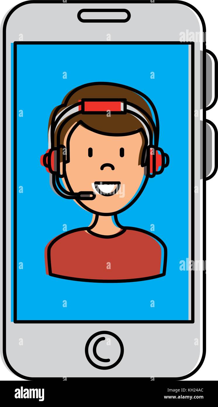 smartphone device with call center agent Stock Vector Image & Art - Alamy