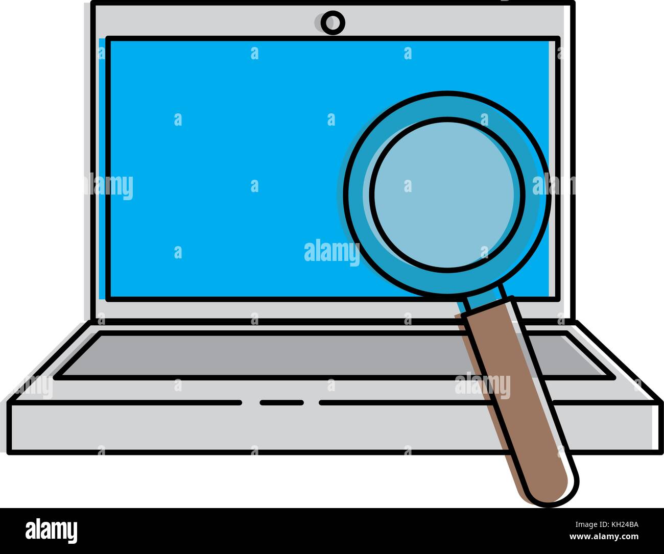 laptop computer with magnifying glass Stock Vector Image & Art - Alamy