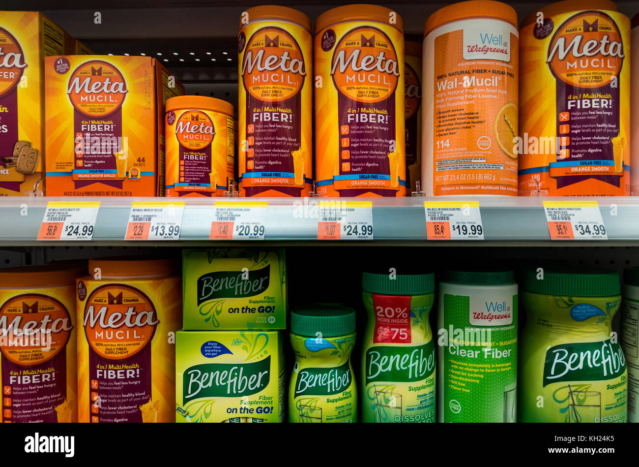 Meta Mucil and Benefiber on a pharmacy shelf Stock Photo - Alamy