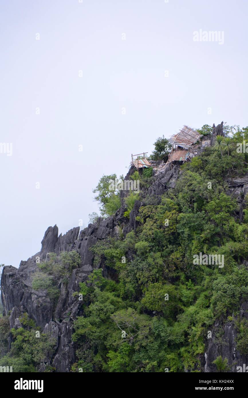 Hillside hut above the Nam Ou valley at Nong Khiaw, Laos Stock Photo ...