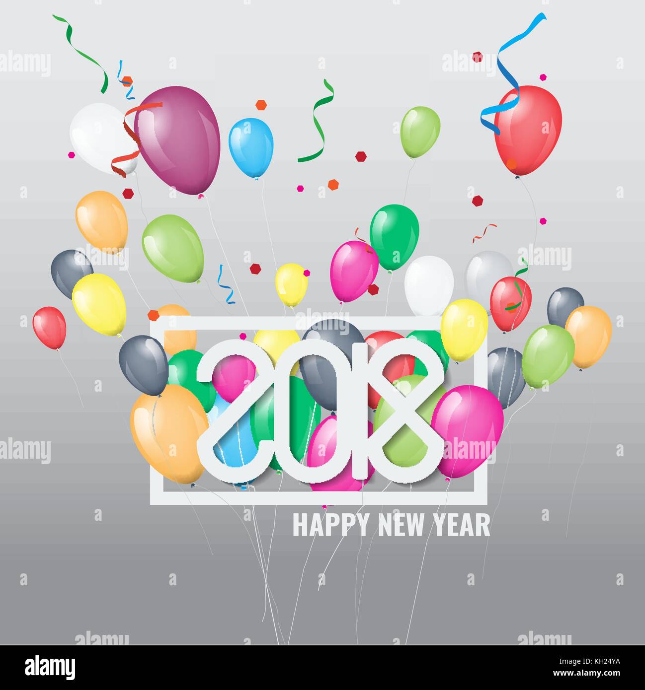 Happy New Year 2018 with colorful balloons Stock Vector Image & Art - Alamy