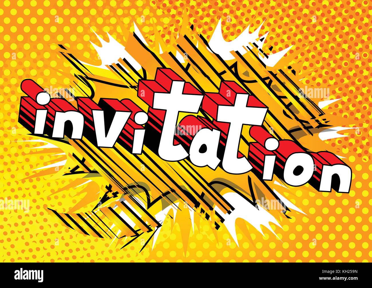 Invitation - Comic book style word on abstract background Stock Vector ...