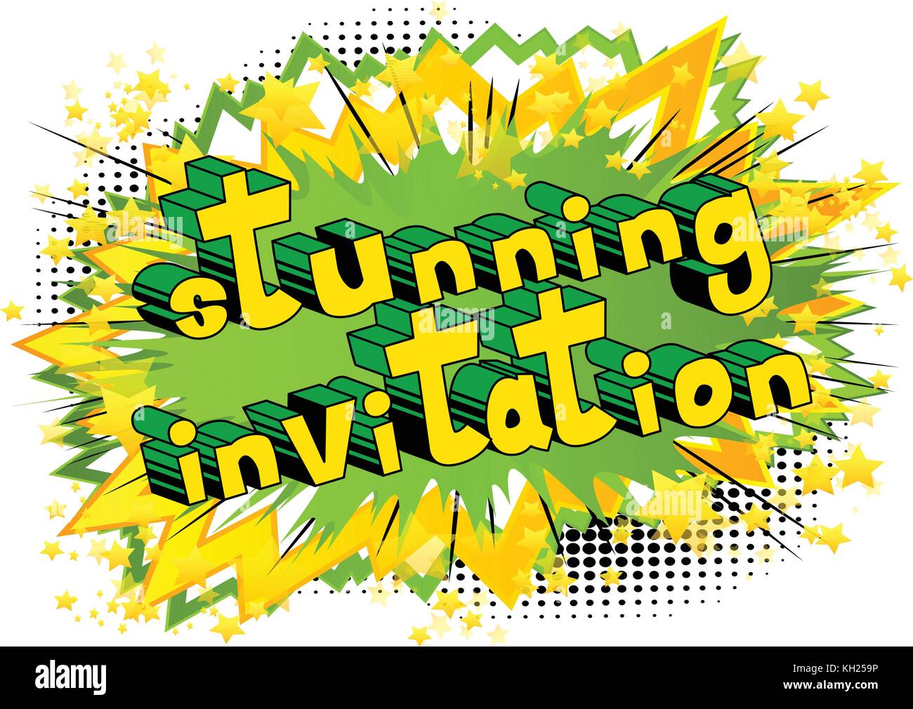 Stunning Invitation - Comic book style word on abstract background ...