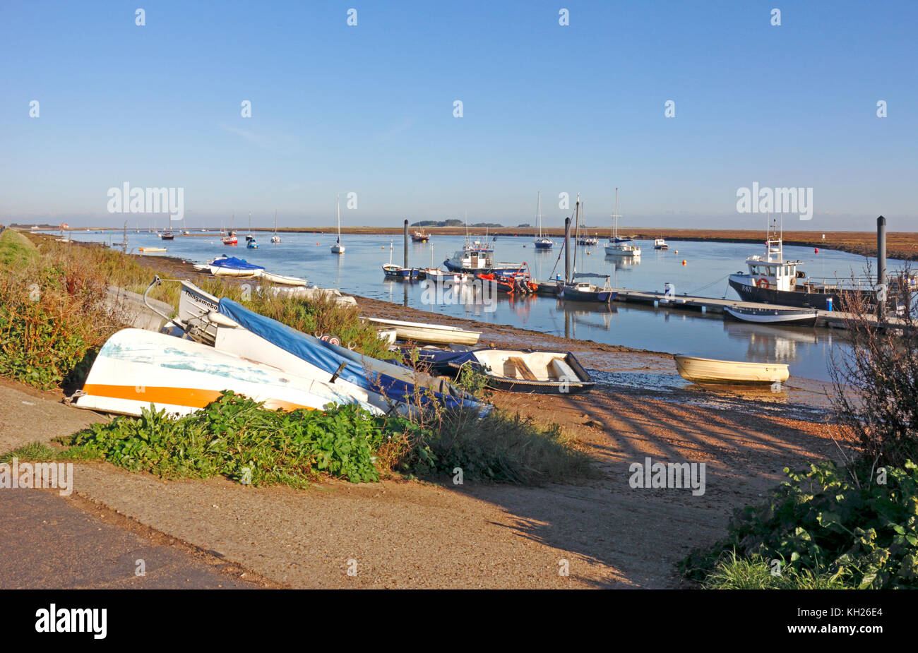 A view of the inlet to the harbour on the North Norfolk coast at Wells ...