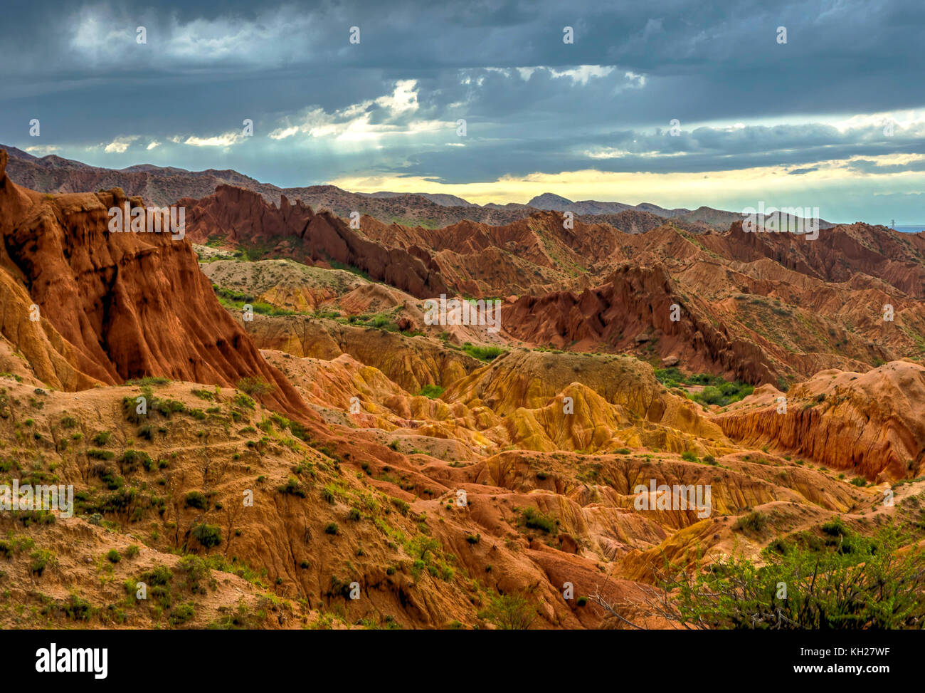 Colorful rock formations in Skazka aka Fairy tale canyon, Kyrgyzstan ...