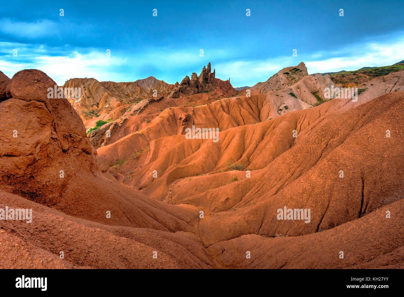Colorful rock formations in Skazka aka Fairy tale canyon, Kyrgyzstan ...