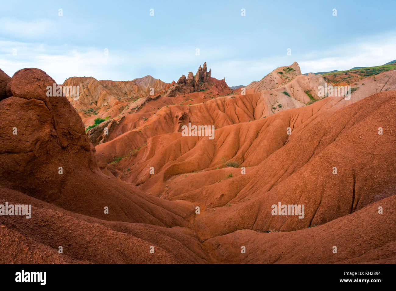 Colorful rock formations in Skazka aka Fairy tale canyon, Kyrgyzstan ...