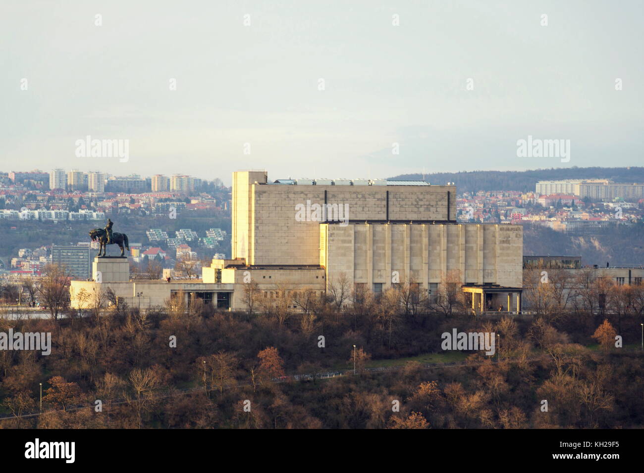 Filtered equestrian statue at National memorial Vitkov, Prague, Czech ...