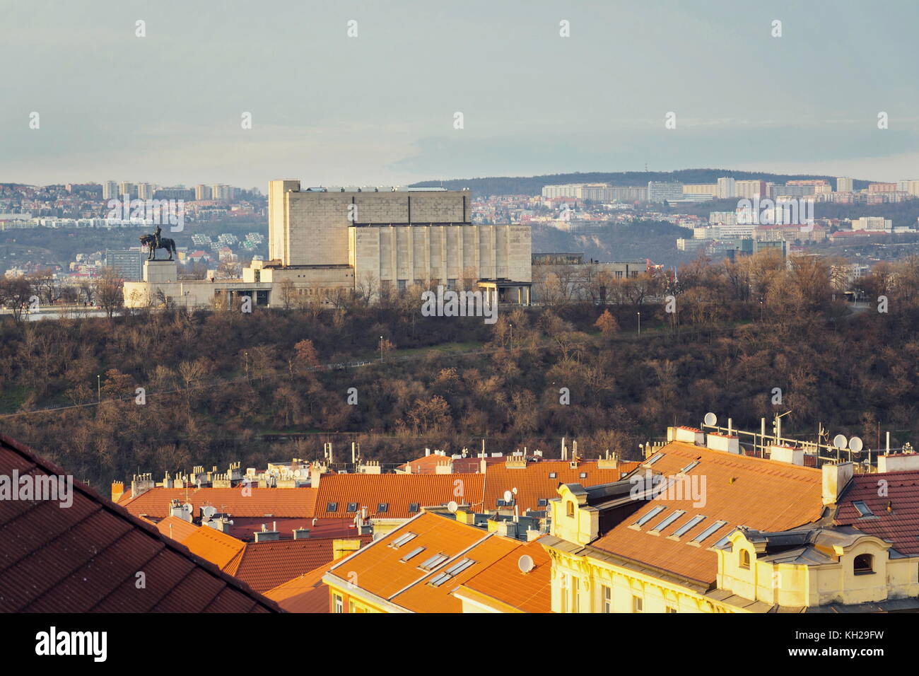 Filtered equestrian statue at National memorial Vitkov, Prague, Czech ...
