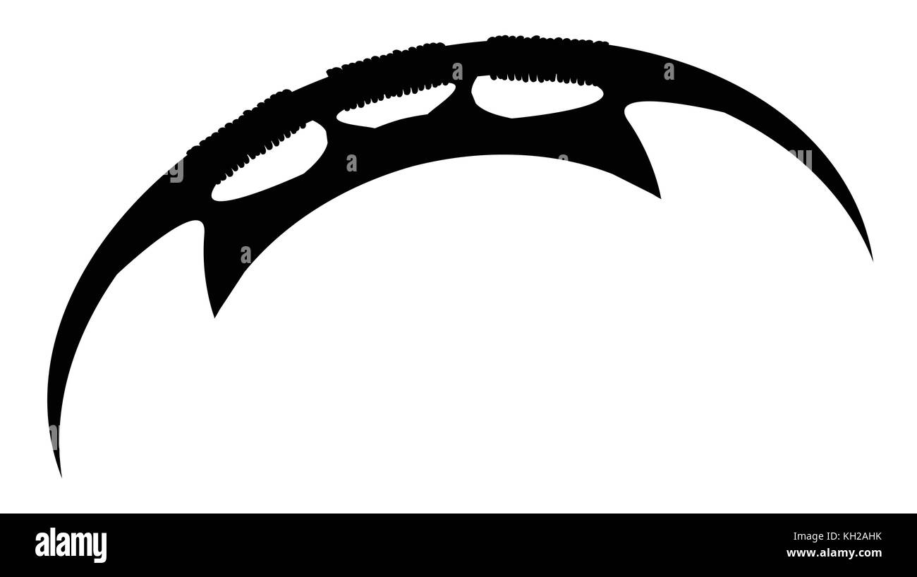 An alien double blade weapon with grips and sharp edges in silhouette ...