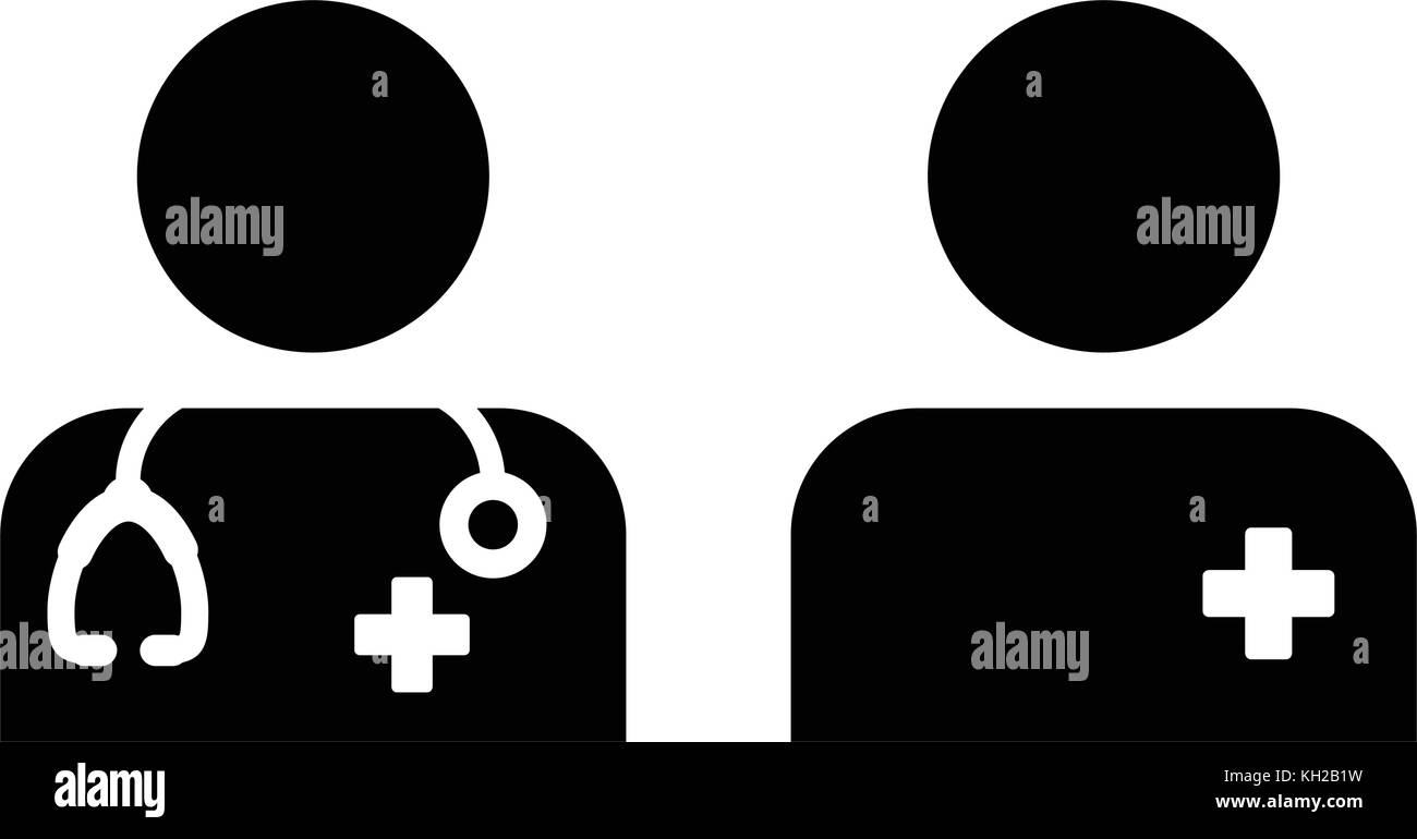Doctor Icon with Male Patient Medical Consultation and Assistant Avatar ...