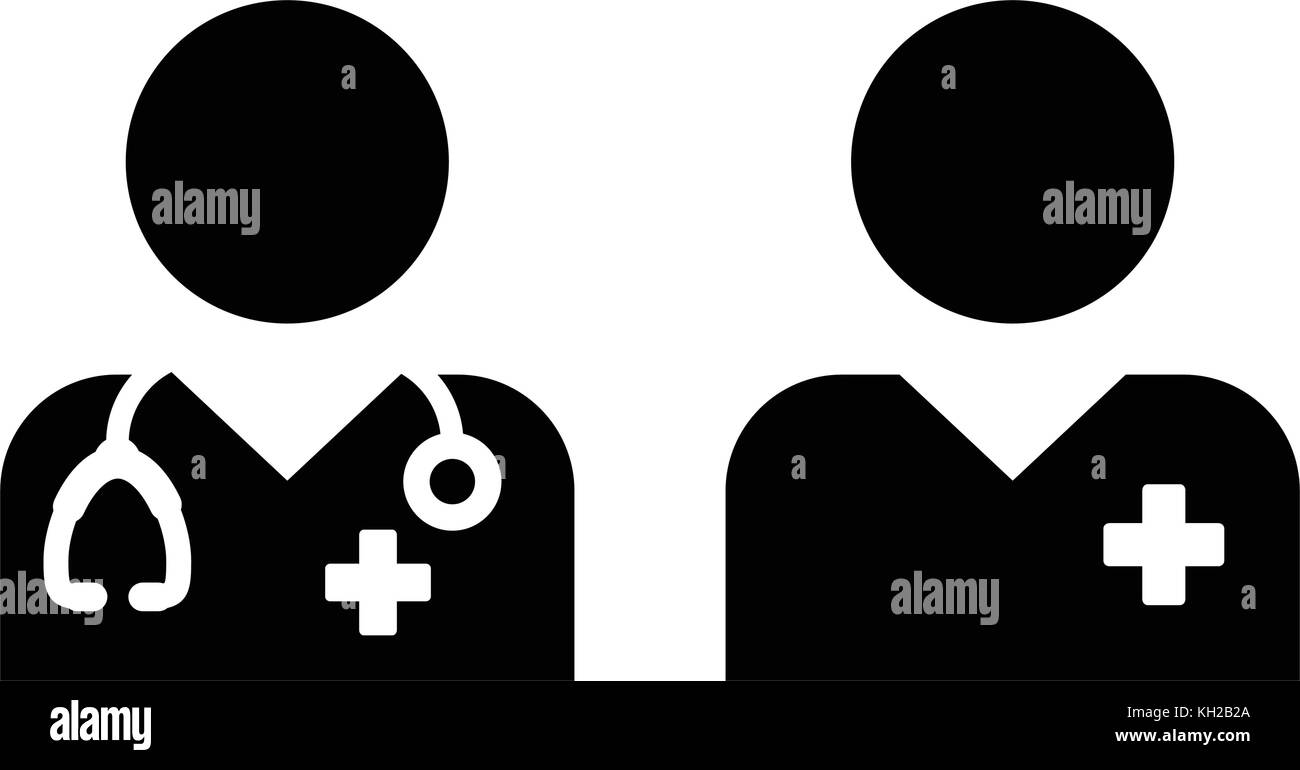 Doctor Icon with Male Patient Medical Consultation and Assistant Avatar ...