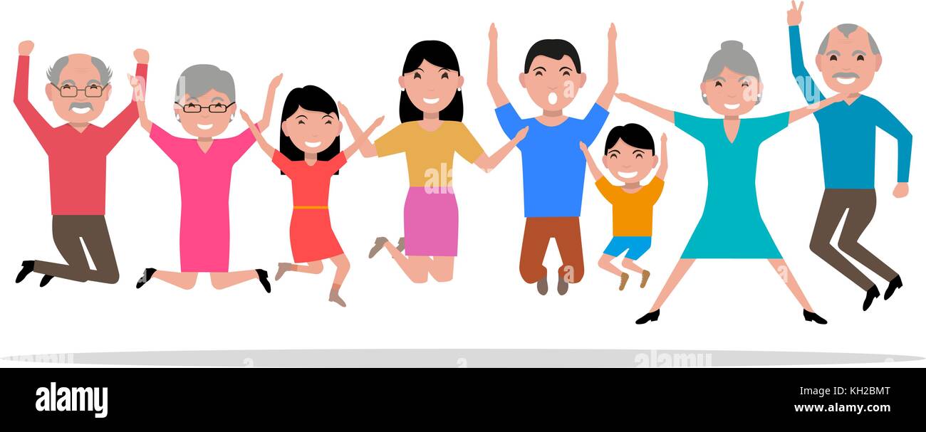 Vector cartoon jumping happy smiling people Stock Vector Image & Art ...