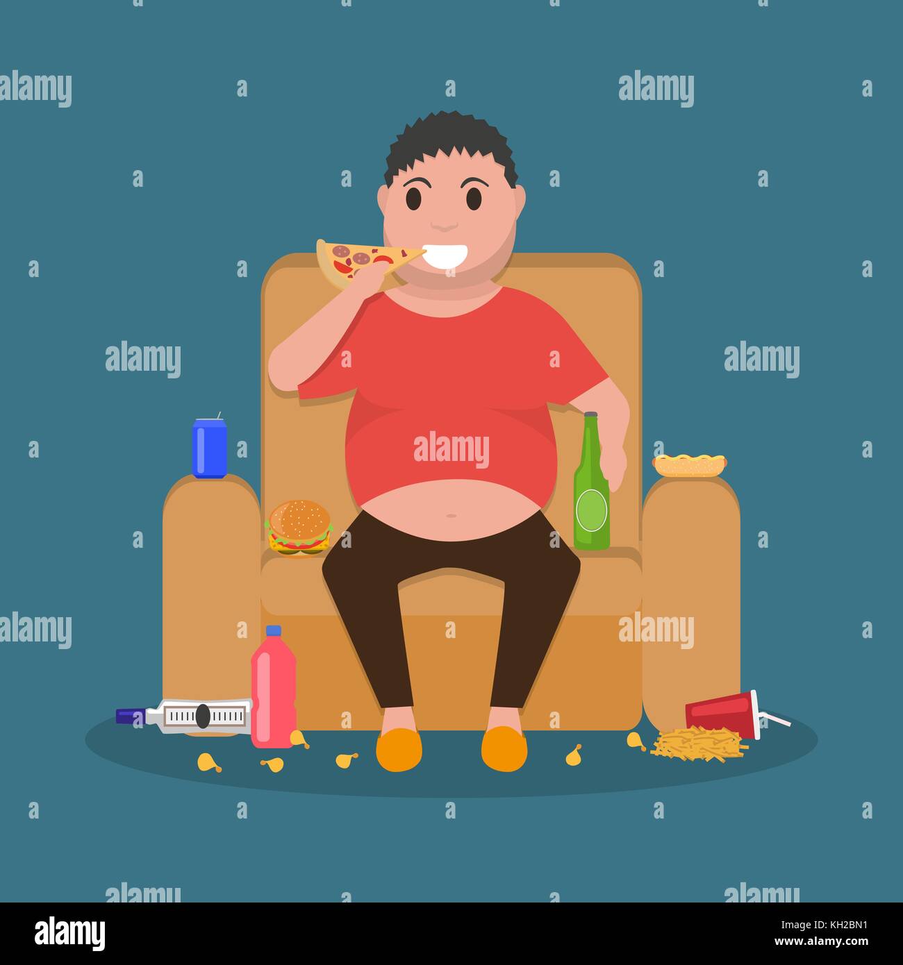 Fat Guy Eating Cartoon