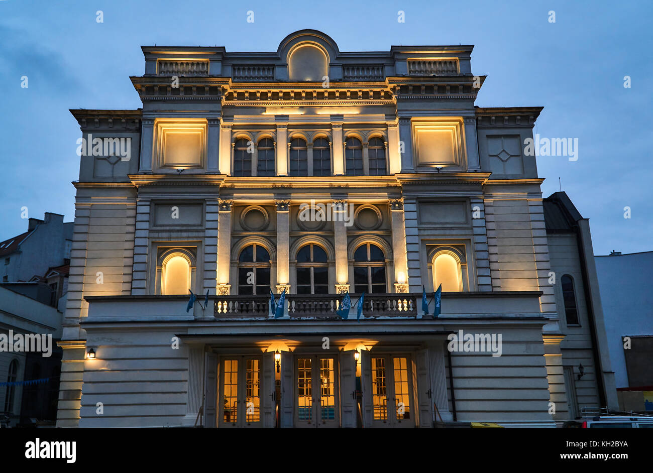 Classical theater building in Poznan in the evening Stock Photo - Alamy
