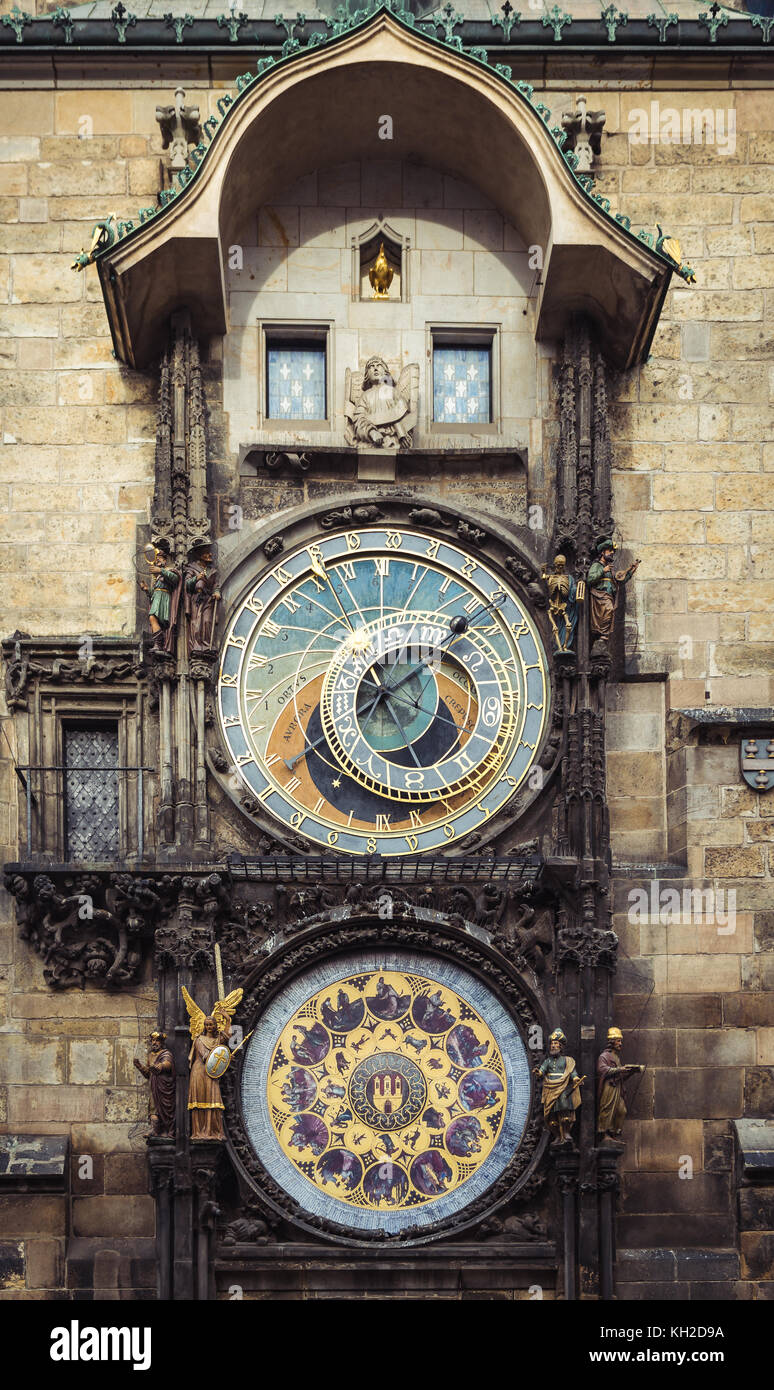 Prague, Czech Republic- November 12, 2017:Medieval astrological clock ...