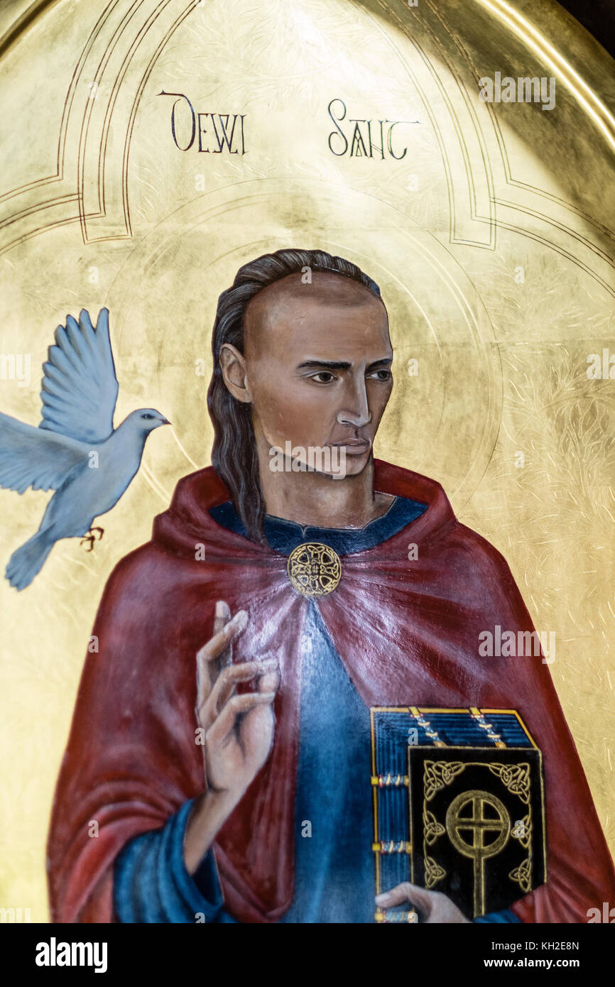 Detail of an image of St David, the Patron Saint of Wales in the ...