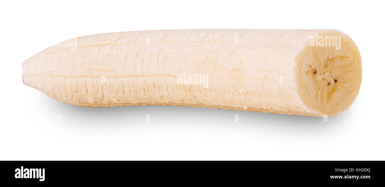 Ripe peeled banana half isolated on white background Clipping Path ...