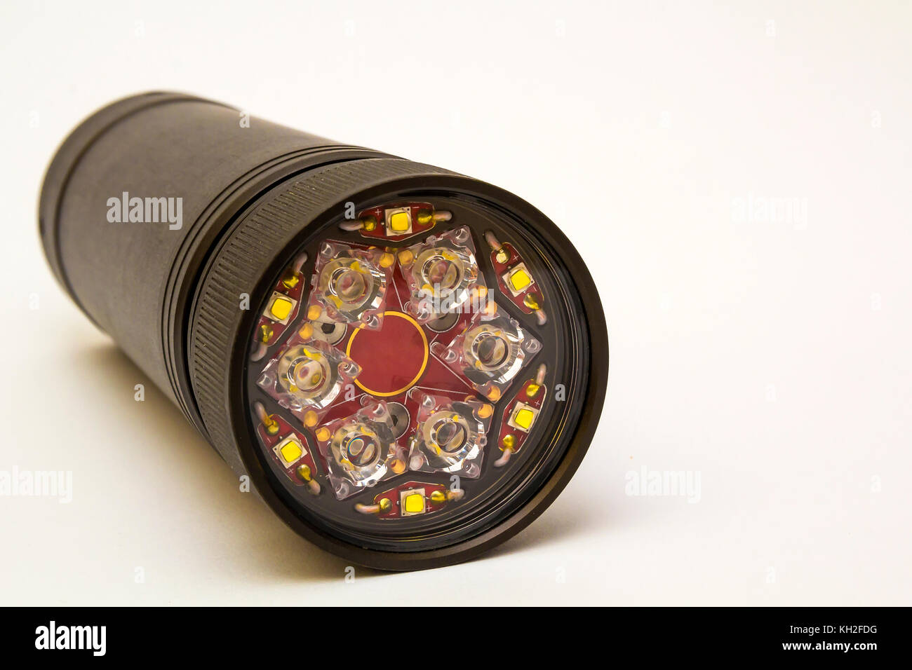 Modern LED flashlight isolated on white background Stock Photo - Alamy