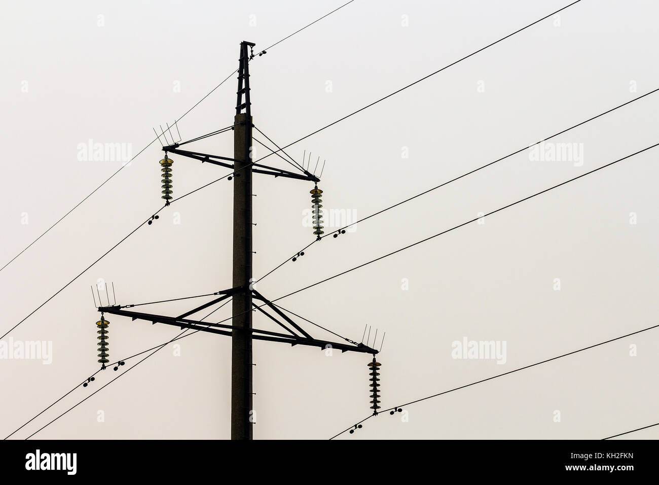 High voltage wires on a white background Stock Photo - Alamy