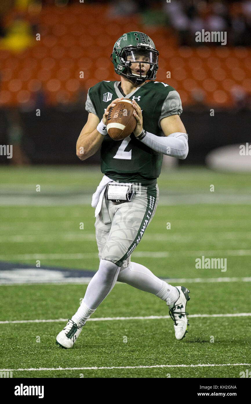 November 11, 2017 - Hawaii Rainbow Warriors quarterback Dru Brown #2 ...
