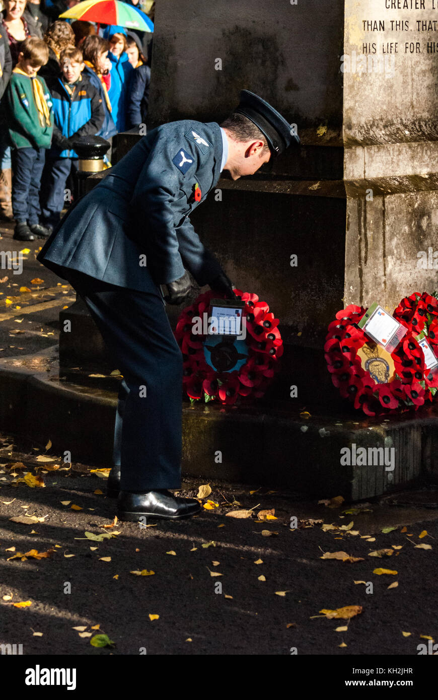 LEOMINSTER - NOVEMBER 12: Crowds gather around the Cenotaph to mark ...