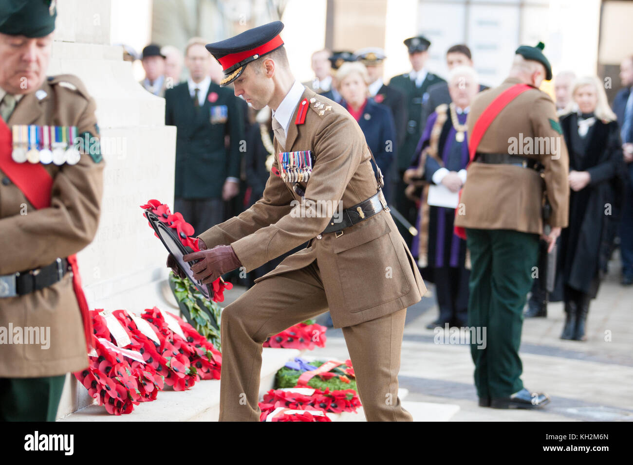 Cenotaph, Belfast City Hall 12th Nov 2017 . Brigadier J Swift OBE ...