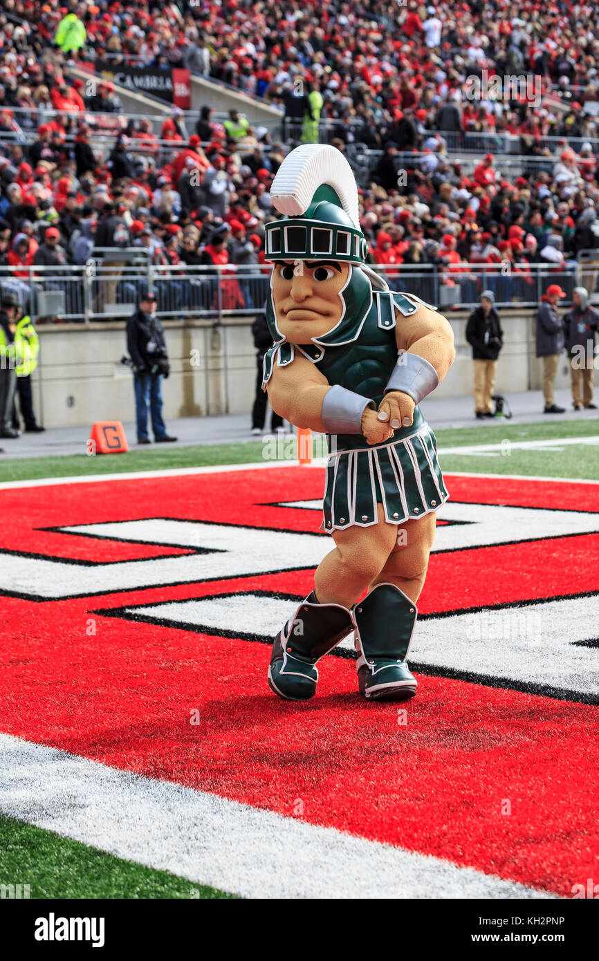 Columbus, Ohio, USA. 11th Nov, 2017. Michigan State Spartans mascot ...