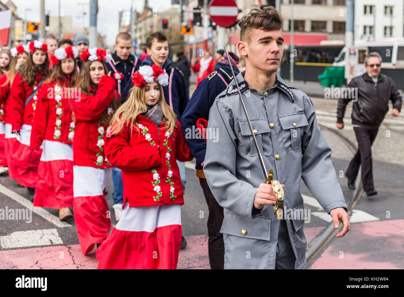 Poland. 11th Nov, 2017. Independence Day in Poland. A happy parade of ...