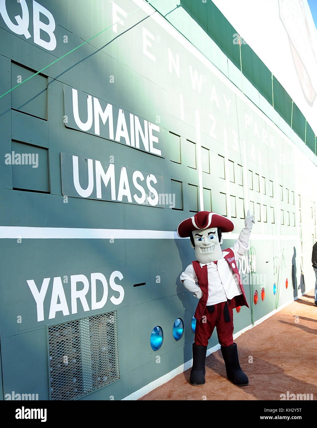 Nov 11, 2017; Boston, MA, USA; Sam the Minuteman mascot poses at the ...