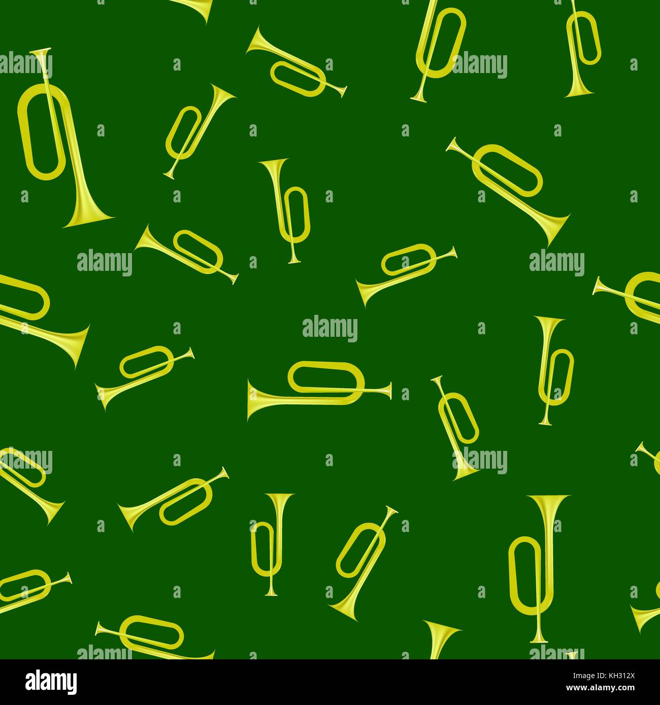 Yellow Horn Seamless Pattern. Wind Musical Instrument Stock Vector ...