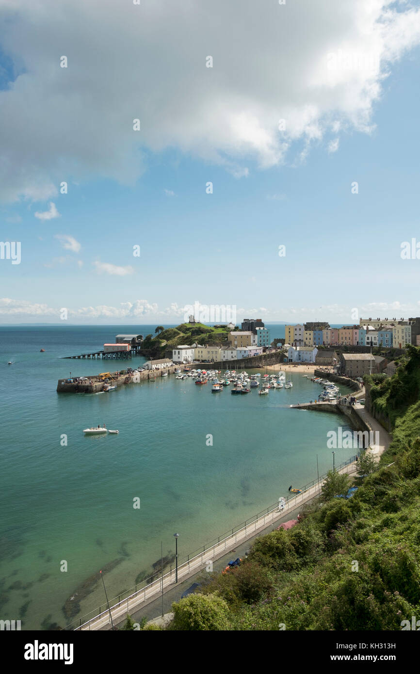 View of the harbour at Tenby, a coastal town in Pembrokeshire South ...