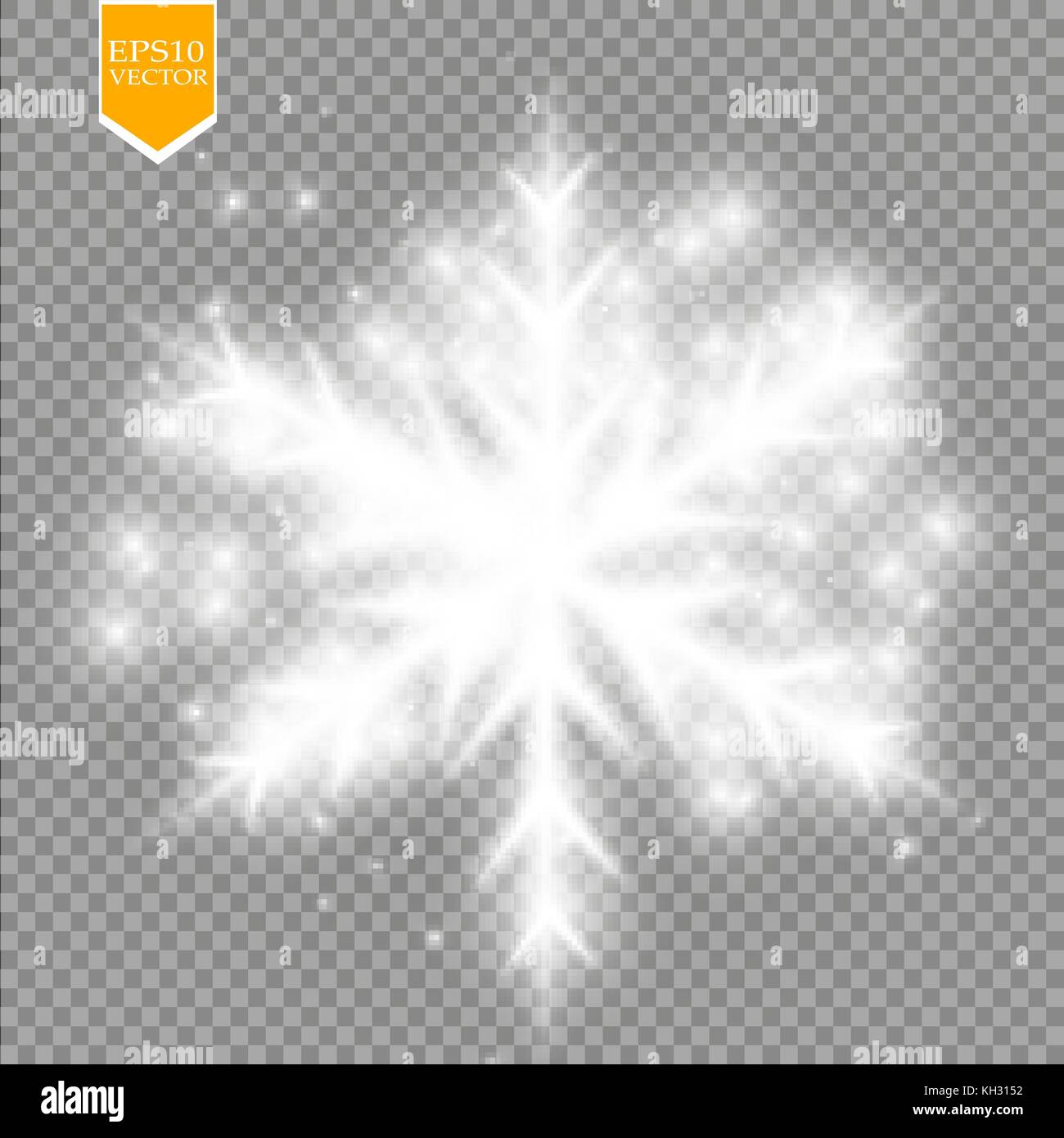 Shine white snowflake with glitter isolated on transparent background ...