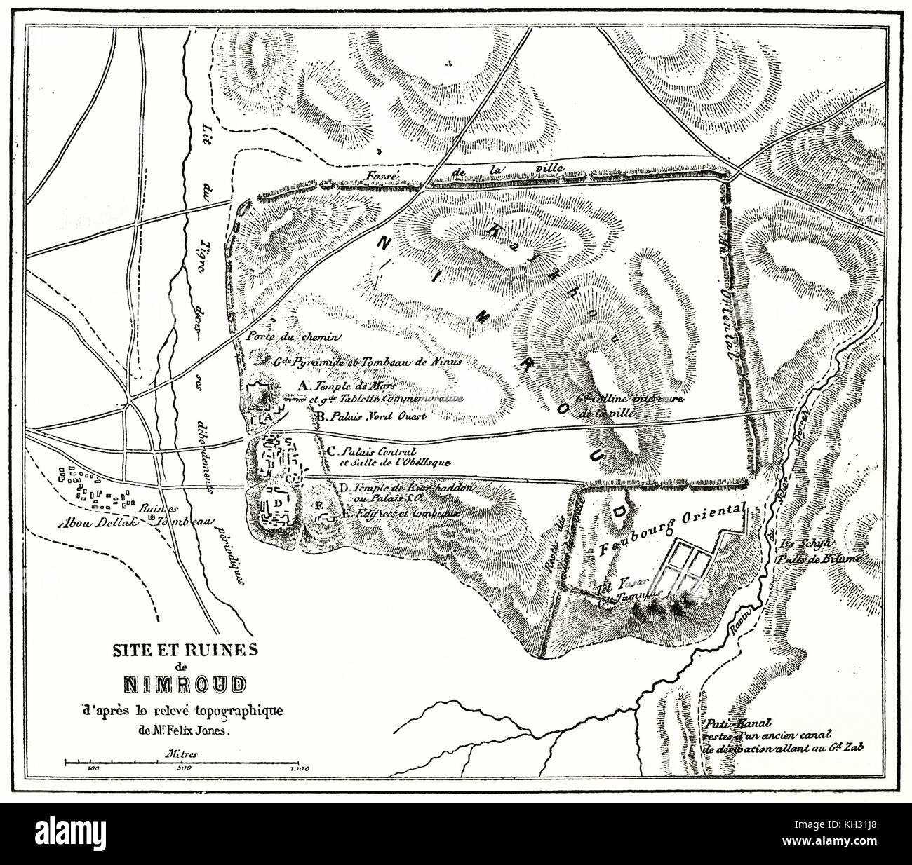 Old plan of Nimrud archaeological site. After Felix Jones, publ. on le ...
