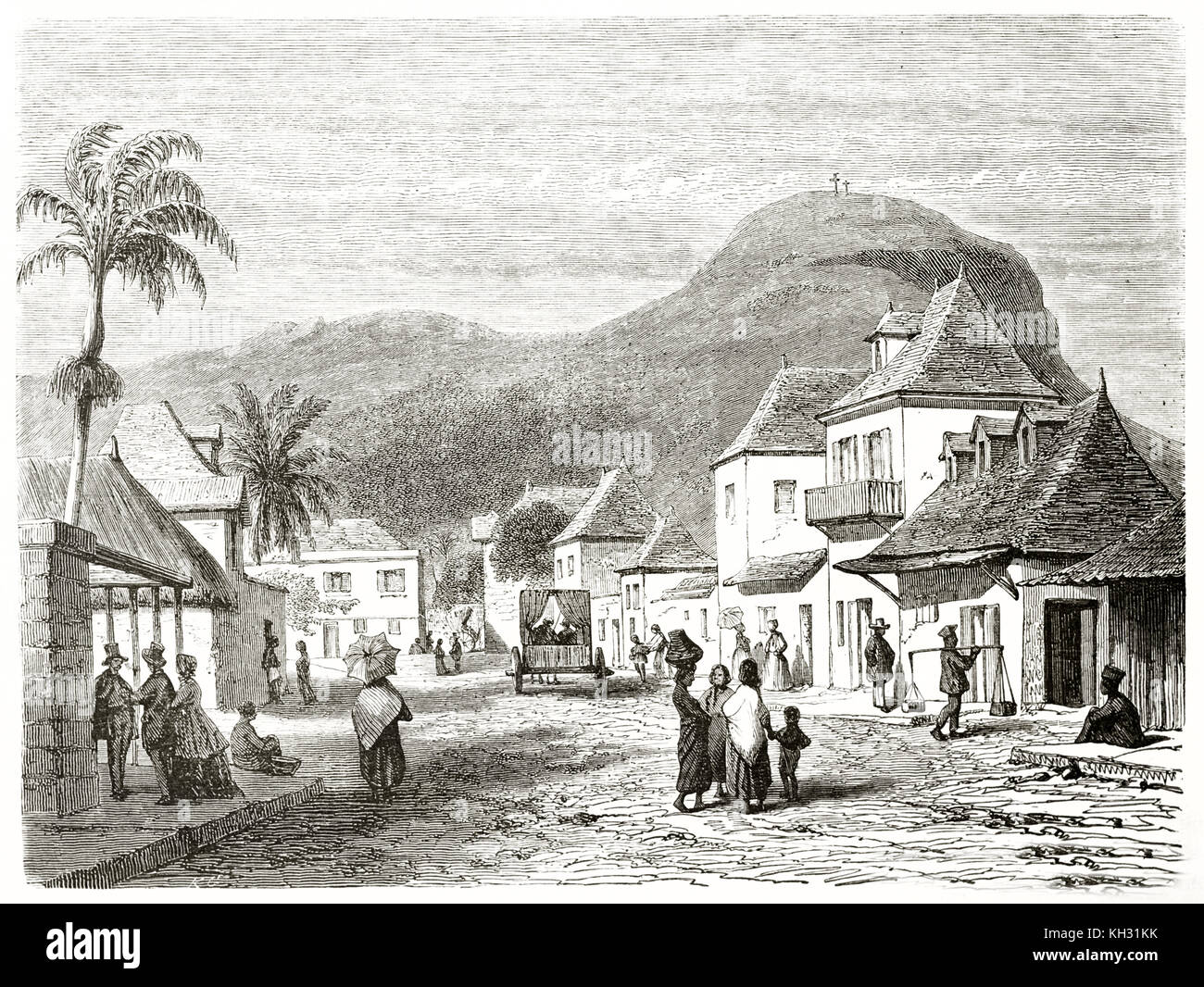 Old view of Port Louis, Mauritius. By Girardet, publ. on le Tour du ...