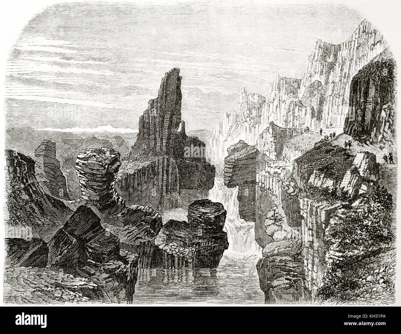 Old viwe of waterfalls near Shymbulak, Kazakhstan. By Lancelot after ...