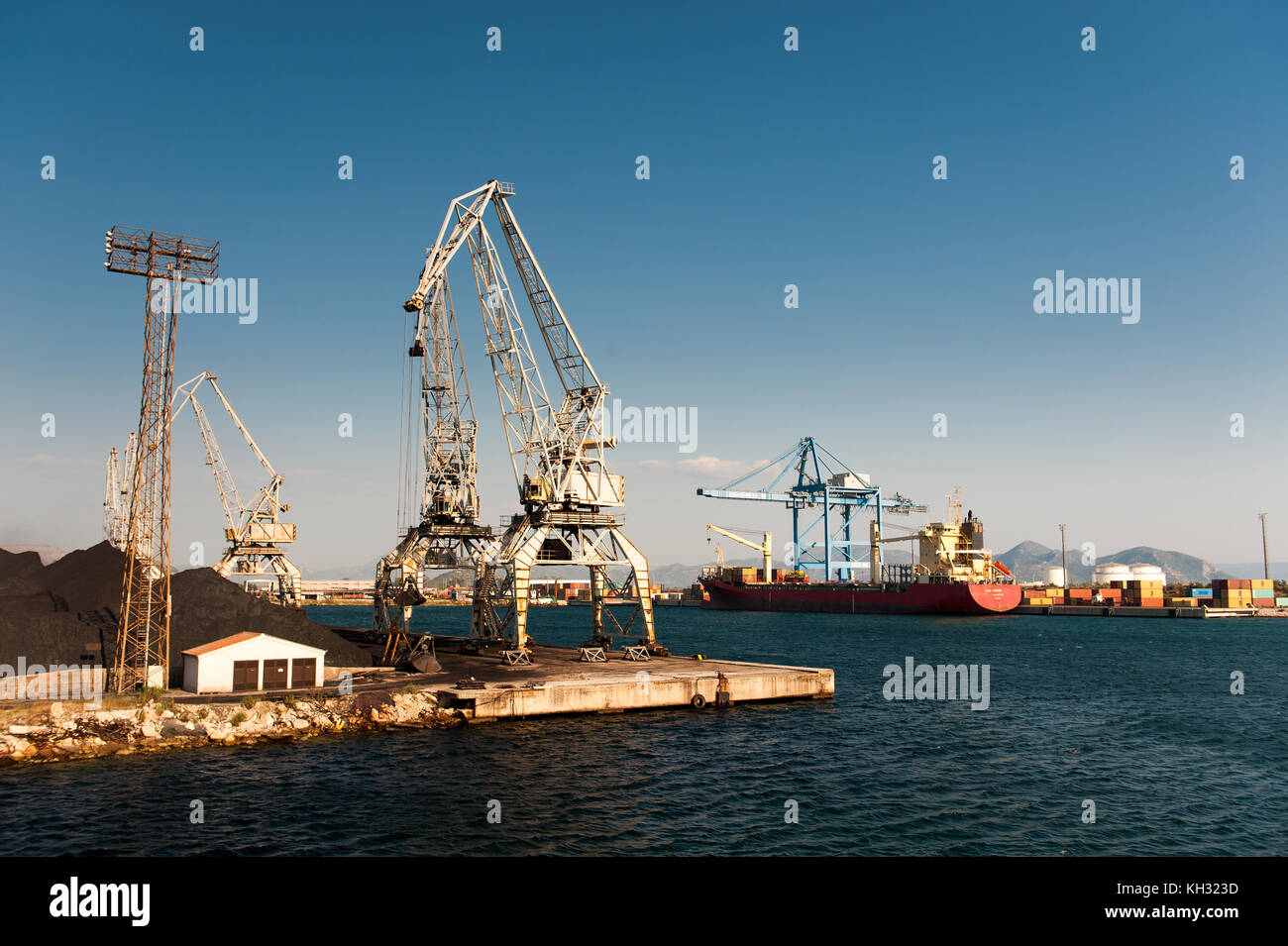 Ploce sea port with machines for loading and unloading Stock Photo - Alamy