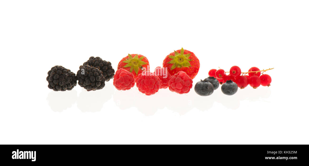 assortment soft fruit isolated over white background Stock Photo - Alamy