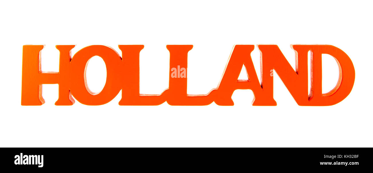 Dutch word Holland in orange isolated over white background Stock Photo ...