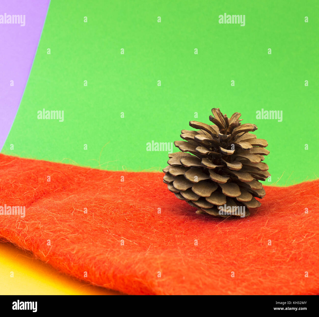 One cone on colorful red green backgrounds Stock Photo - Alamy