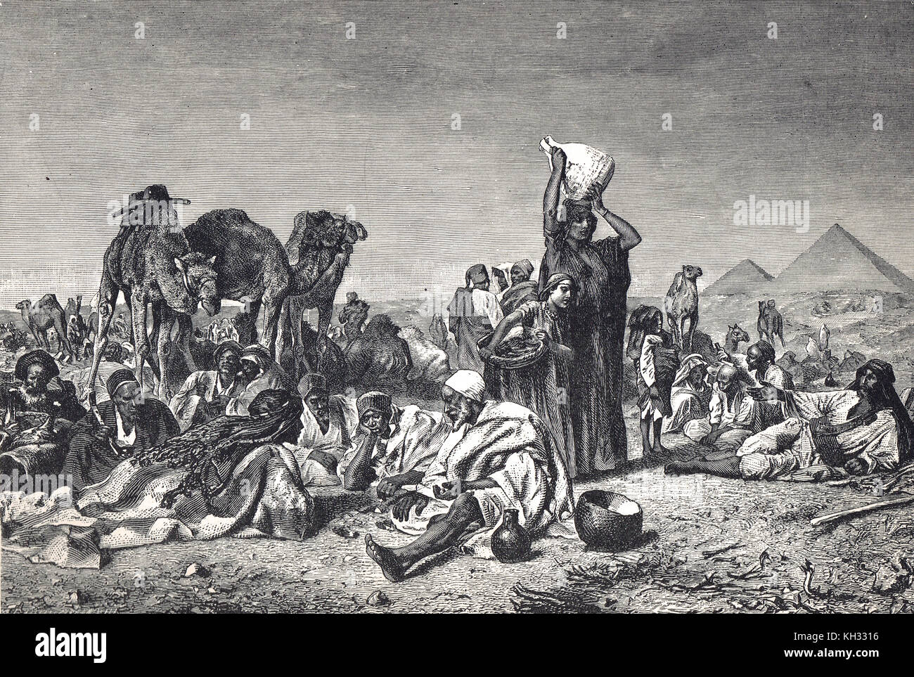 An Arab Bedouin camp desert scene, in the 19th century Stock Photo - Alamy