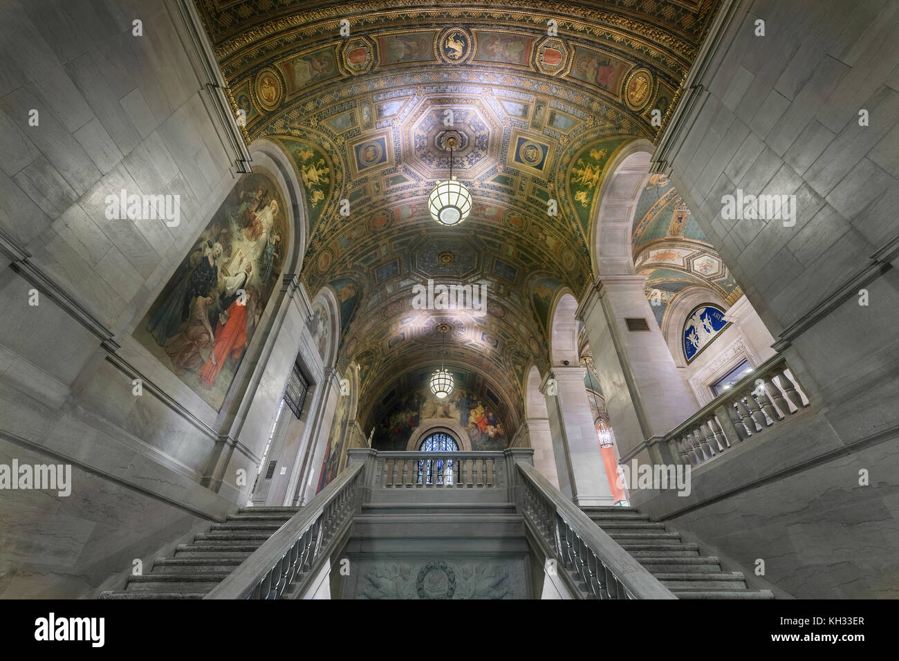 Grand staircase inside the Detroit Public Library on Woodward Avenue in ...