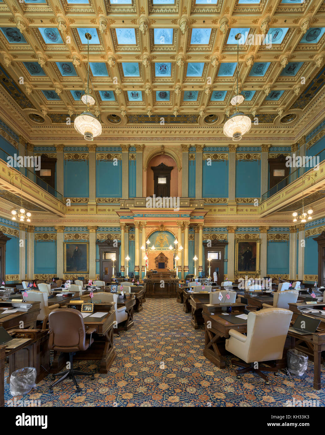 Senate chamber of the Michigan State Capitol in Lansing, Michigan Stock ...
