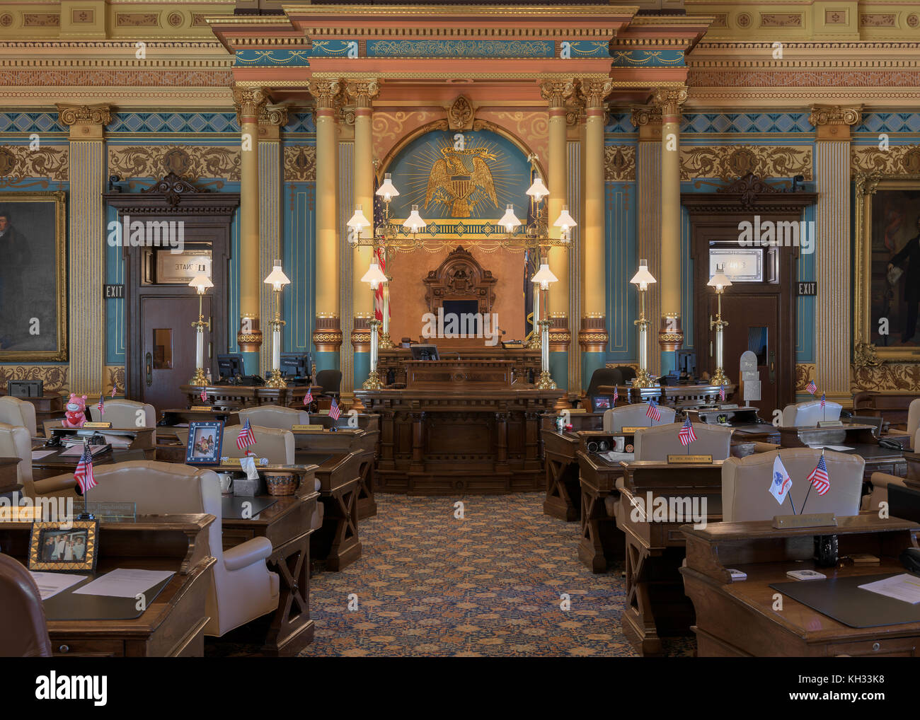 Senate chamber of the Michigan State Capitol in Lansing, Michigan Stock ...