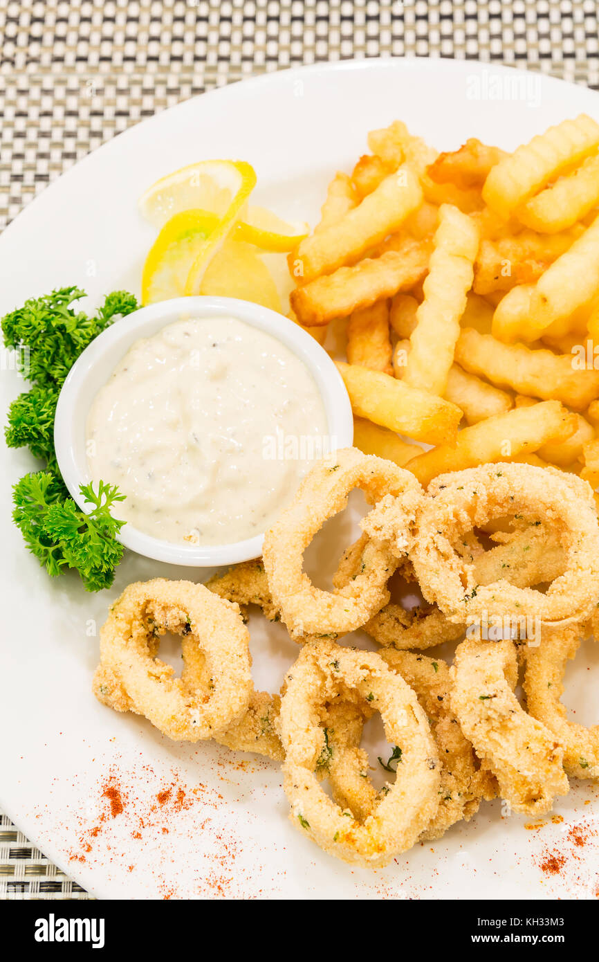 fried calamari, fried squid with tartare sauce Stock Photo - Alamy