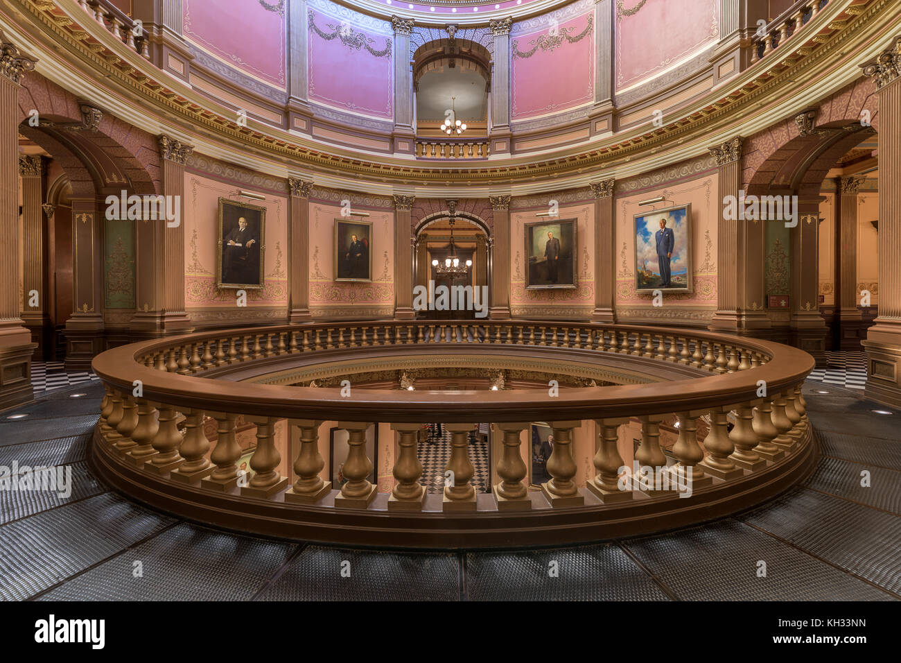 Governors portraits in the rotunda of the Michigan State Capitol in ...